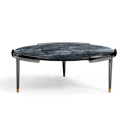 China Modern Round Nordic Metal Base Marble Coffee Table for sale