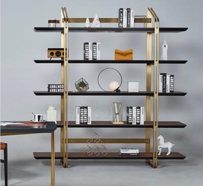 China Wooden Modern elegant Design Metal leather top Book Shelf Bookcase for sale