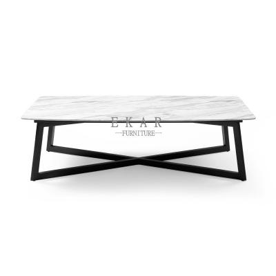 China Ash Wooden Frame Italian Rectangle Shaped Marble Coffee Table for sale