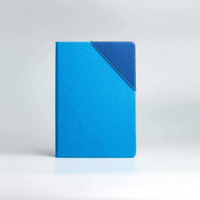 Dual tone hardcover notebook side view showing binding and cover details