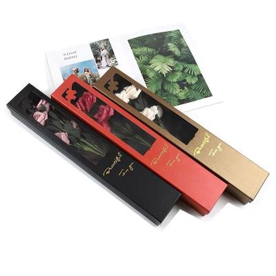 China Custom OEM Long Flower Gift Box with PVC Window and Foil Printing | Personalized Floral Packaging Box with Customizable Inner Structure for sale