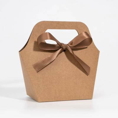 China Ribbon Bow Handheld Carry Handle Small Paper Gift Favor Bags for sale