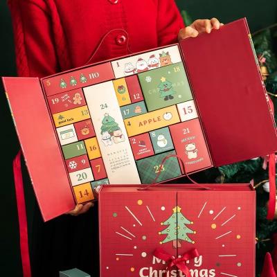 China Rigid Christmas Advent Calendar Box Double Door Rigid Box With Small Drawers for sale