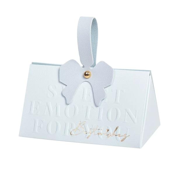 Quality Custom Wedding Candy Gift Box with Bow Handle Elegant Paper Favor Packaging Box for sale