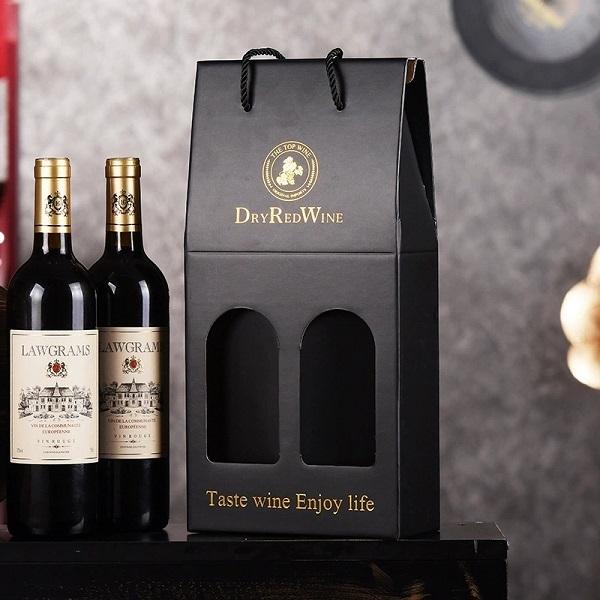 Quality Paper Wine Gift Box With Rope Handles And Window For Bottle Packaging for sale