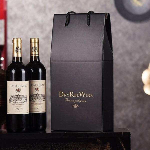 Quality Paper Wine Gift Box With Rope Handles And Window For Bottle Packaging for sale