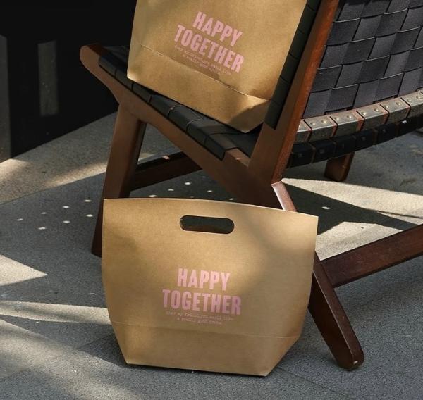 Quality Kraft Paper Shopping Bags with Die Cut Handle for Bakery Takeout for sale