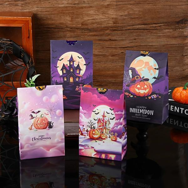 Quality Halloween Paper Gift Bags with Sealing Stickers for Treat Packaging for sale
