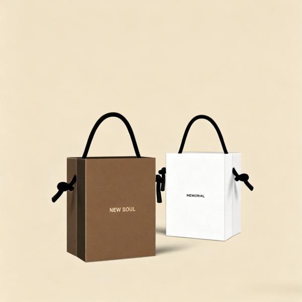Quality Handheld Rigid Paper Gift Box with Knotted Rope Handle for Luxury Packaging for sale