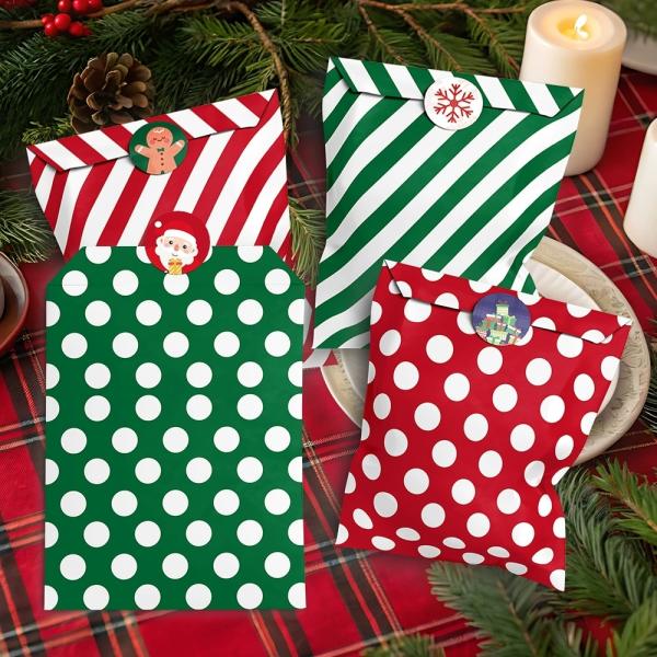 Quality Christmas Advent Calendar Paper Treat Bags with Number Stickers for sale