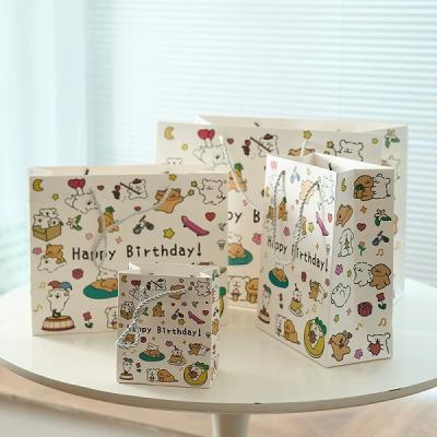 China Cute Cartoon Birthday Gift Paper Bags with Twisted Rope Handles for sale