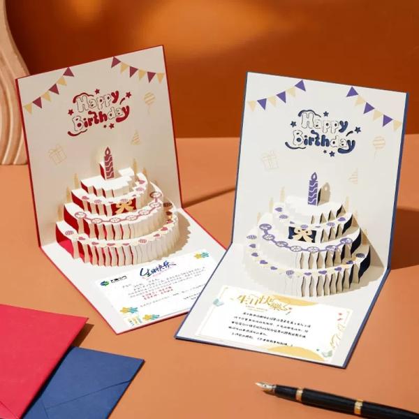 Quality 3D Pop Up Birthday Cake Greeting Cards With Matching Envelopes for sale