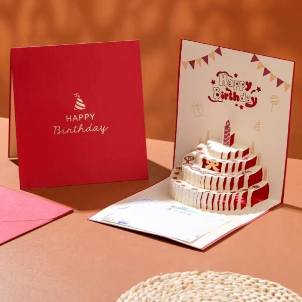 Quality 3D Pop Up Birthday Cake Greeting Cards With Matching Envelopes for sale