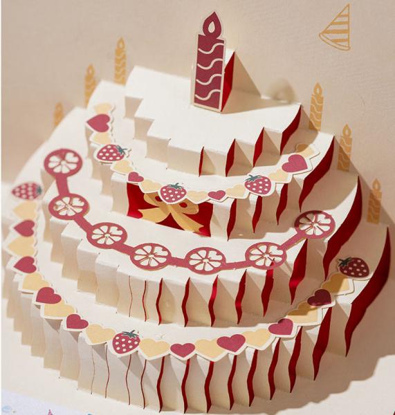 Quality 3D Pop Up Birthday Cake Greeting Cards With Matching Envelopes for sale