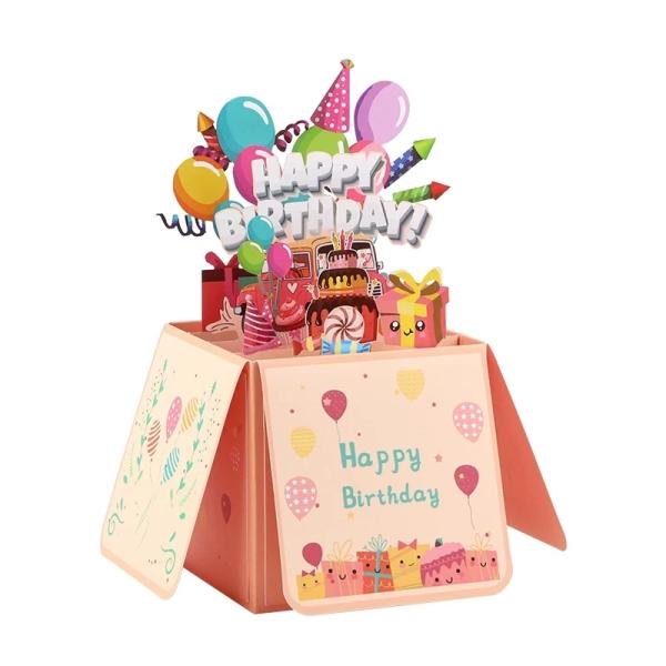 Quality 3D Pop-Up Birthday Greeting Card Box With Multi-Layer Die-Cut Design for sale