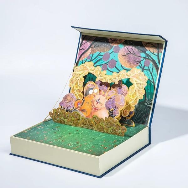 Quality Book Style Rigid Gift Boxes With 3D Pop Up Greeting Card And Inner Sub Boxes for sale