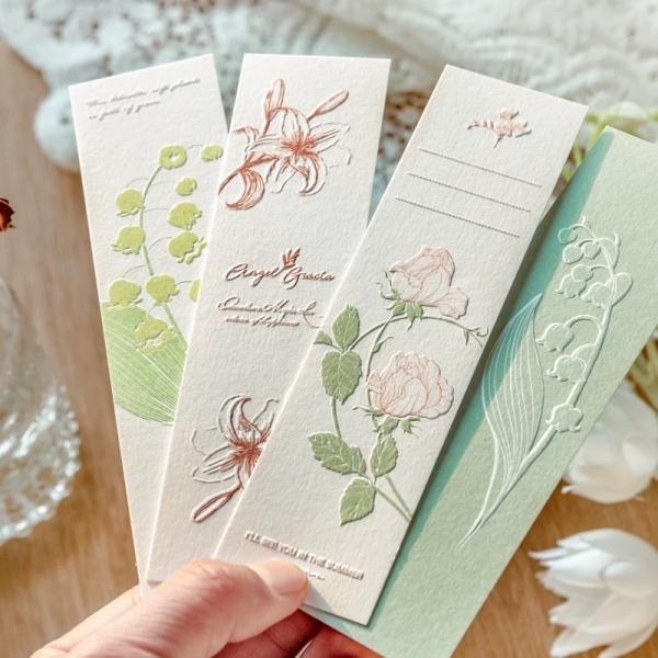 Quality Botanical Paper Bookmarks With Embossed Floral Relief And Storage Box Set for sale