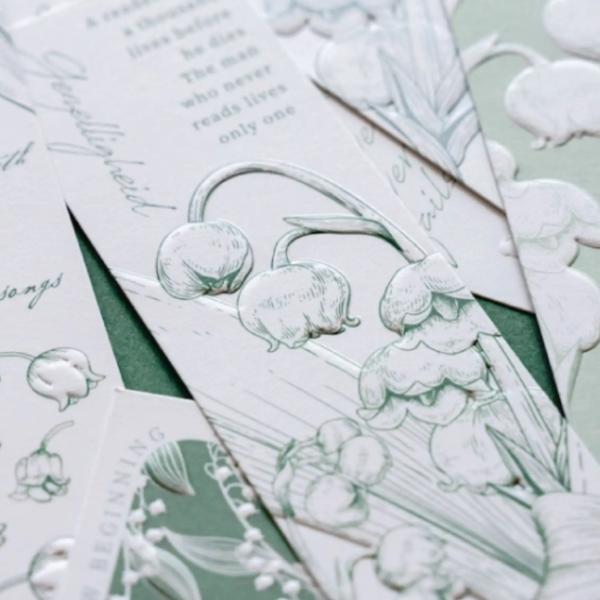 Quality Botanical Paper Bookmarks With Embossed Floral Relief And Storage Box Set for sale