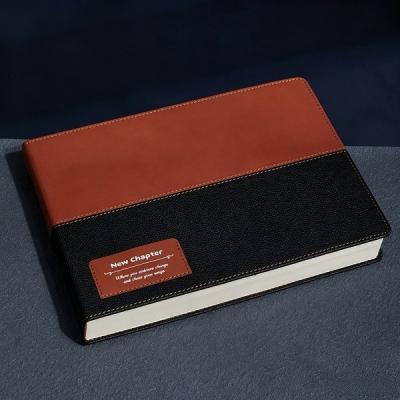 China Two-Tone PU Leather Hardcover Notebook Journal With Back Pocket for sale