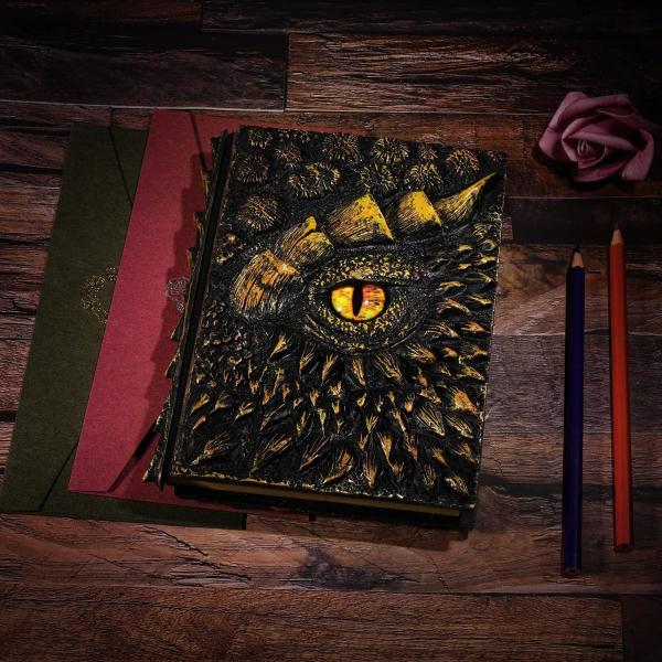 Quality 3D Embossed Dragon Eye Hardcover Journal Notebooks With Vintage Kraft Paper for sale