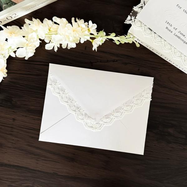 Quality Wedding Invitation Card Sets With Elegant Lace Trim And Embossed Details for sale