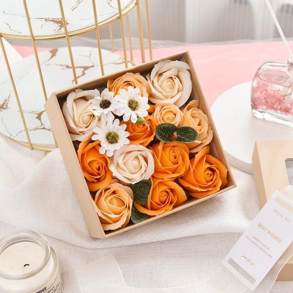 Quality Square Paper Gift Boxes With Window And Soap Flower Insert For Holiday Gifting for sale