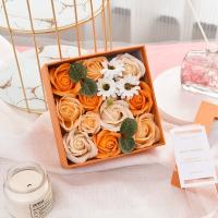 Quality Square Paper Gift Boxes With Window And Soap Flower Insert For Holiday Gifting for sale