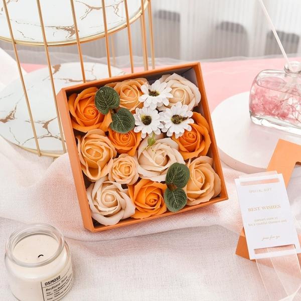 Quality Square Paper Gift Boxes With Window And Soap Flower Insert For Holiday Gifting for sale