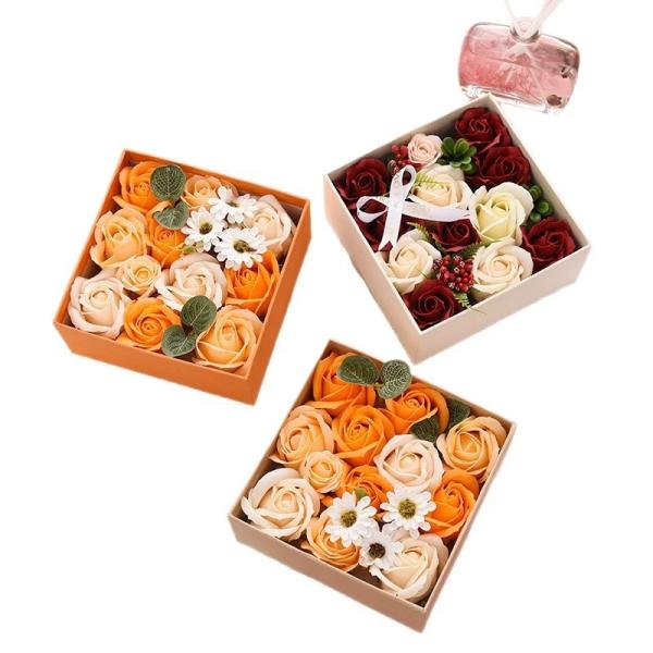 Quality Square Paper Gift Boxes With Window And Soap Flower Insert For Holiday Gifting for sale
