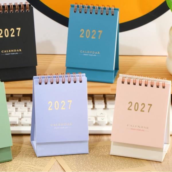 Quality Mini Desk Calendars 2027 Morandi Color Standing Planner For Office Desk for sale