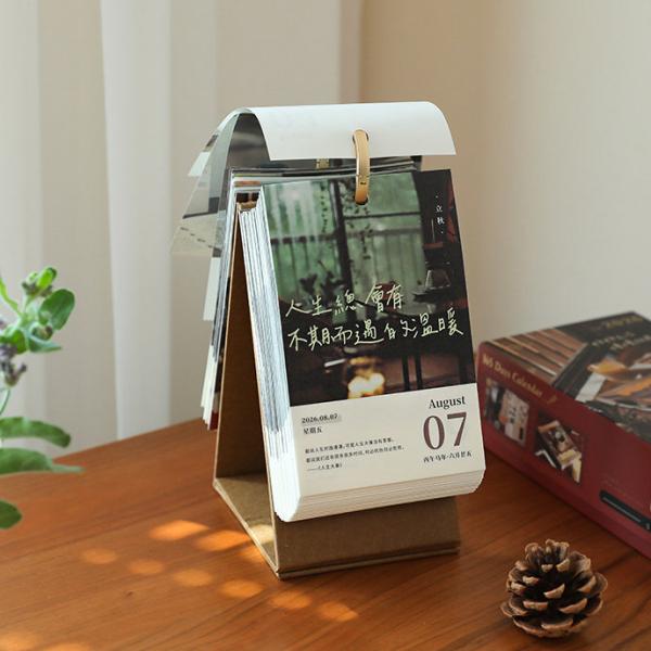 Quality Daily Tear-Away Desktop Calendar With Metal Ring Stand For Office Planning for sale