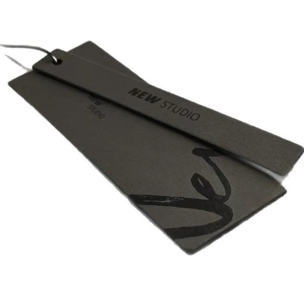 Quality Multi-Layer Black Paper Hang Tags With Spot UV Finish For Apparel Branding for sale
