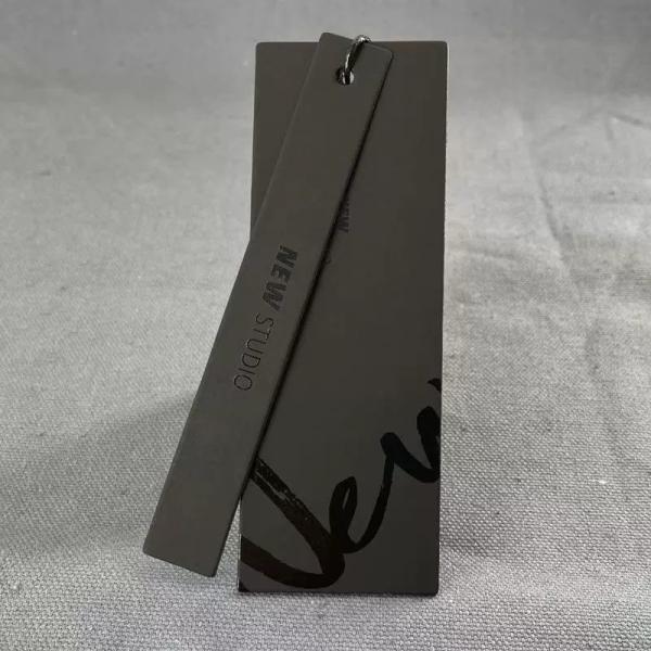 Quality Multi-Layer Black Paper Hang Tags With Spot UV Finish For Apparel Branding for sale