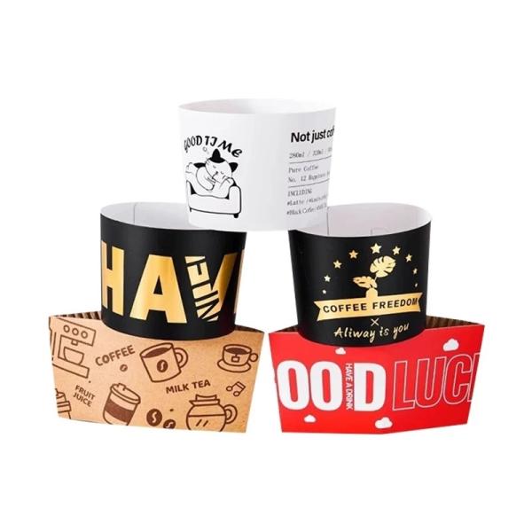Quality Coffee Cup Sleeves With Corrugated Paper For Hot Beverage Packaging for sale