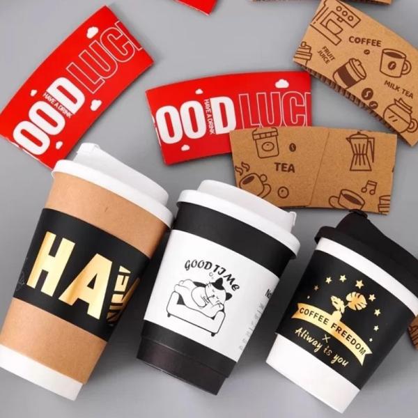 Quality Coffee Cup Sleeves With Corrugated Paper For Hot Beverage Packaging for sale