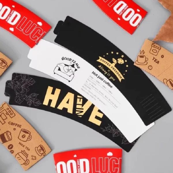 Quality Coffee Cup Sleeves With Corrugated Paper For Hot Beverage Packaging for sale