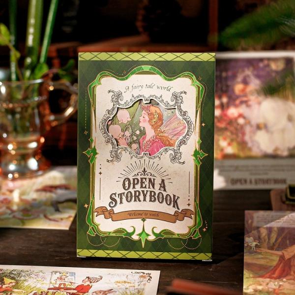 Quality Decorative Postcards With Vintage Storybook Illustration And Display Box for sale