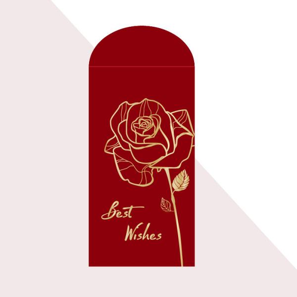Quality Red Envelopes With Gold Foil Rose And Feather Designs For Gift Packaging for sale