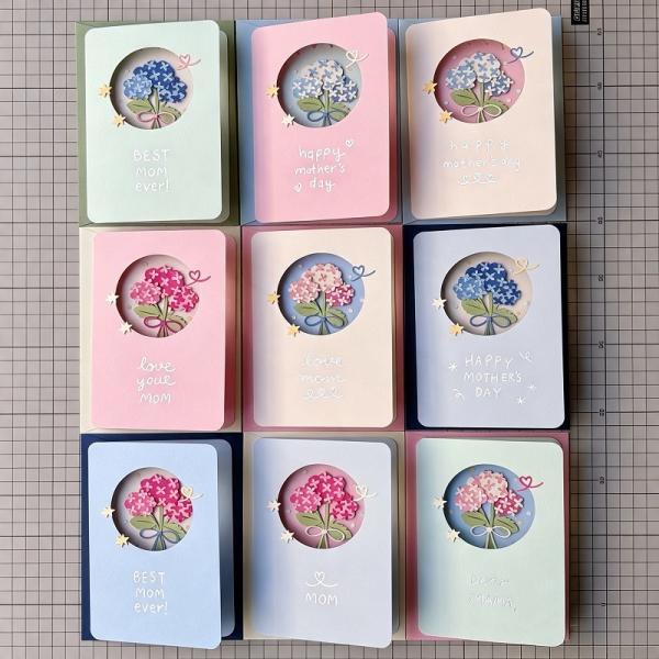 Quality Handmade Layered Paper Flower Greeting Cards With Window Cut-Outs For Holidays for sale