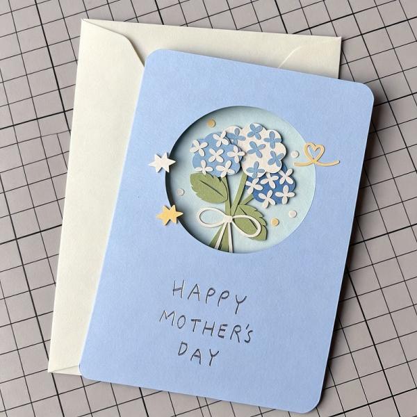 Quality Handmade Layered Paper Flower Greeting Cards With Window Cut-Outs For Holidays for sale