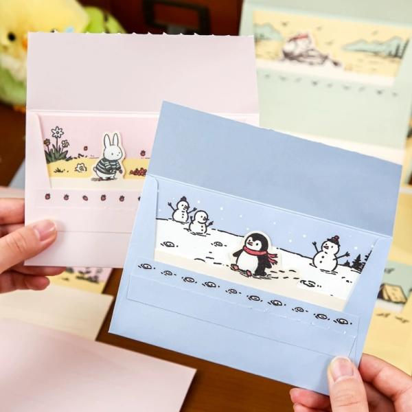 Quality Cute Animal Letter Paper Set Tear Strip Easy Open Envelope Stationery for sale