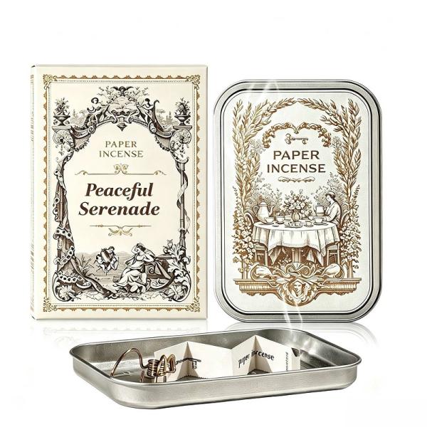 Quality Custom Printed Burnable Incense Paper Sheets With Vintage Tin Gift Box for sale