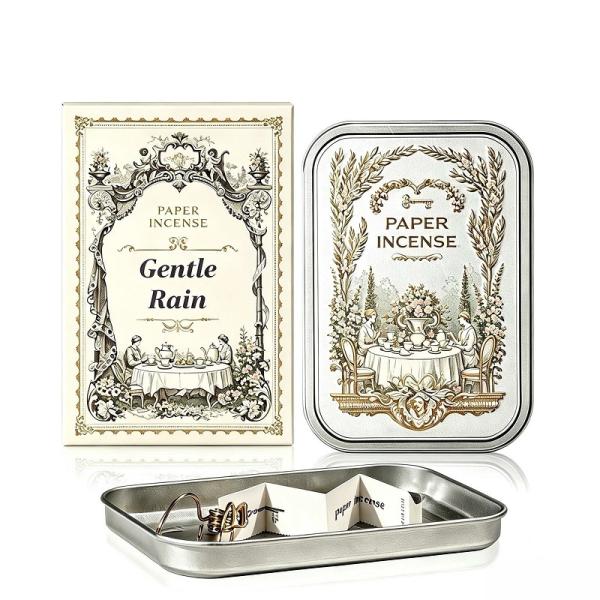 Quality Custom Printed Burnable Incense Paper Sheets With Vintage Tin Gift Box for sale