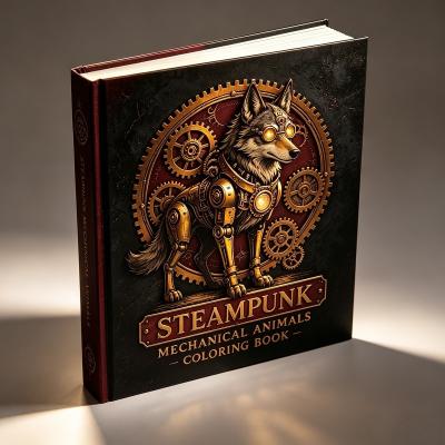 China Steampunk Mechanical Animals Coloring Book Hardcover For Stress Relief for sale
