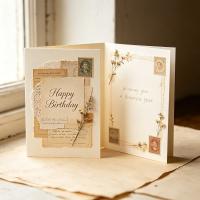 China Vintage ephemera collage style milestone birthday cards with layered elements for sale