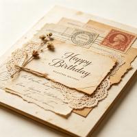 China Vintage ephemera collage style milestone birthday cards with layered elements for sale