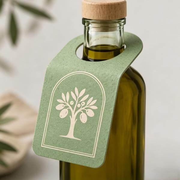 Quality Custom recycled pulp paper olive oil neck tag for artisan cruets for sale