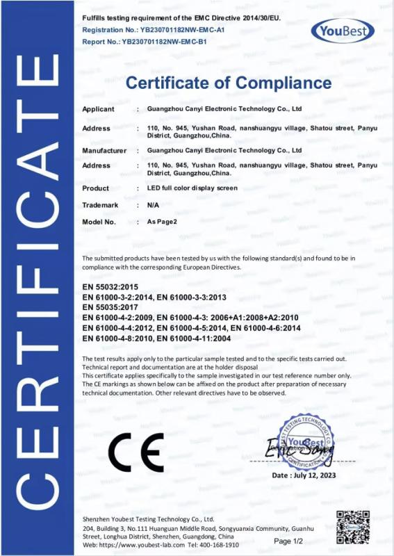 CE - Shenzhen Test Electronic Technology Co., Ltd