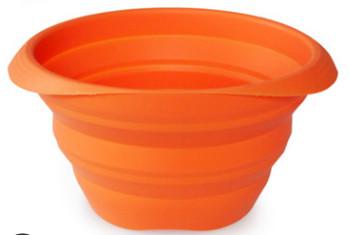 Cina ciotola pieghevole di viaggio della ciotola del silicone di microonda dell'insalata 850/1590/3500ml in vendita