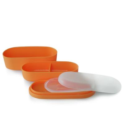 Cina Contenitore pieghevole pieghevole LFGB del panino della scatola di pranzo del silicone di 2 strati in vendita